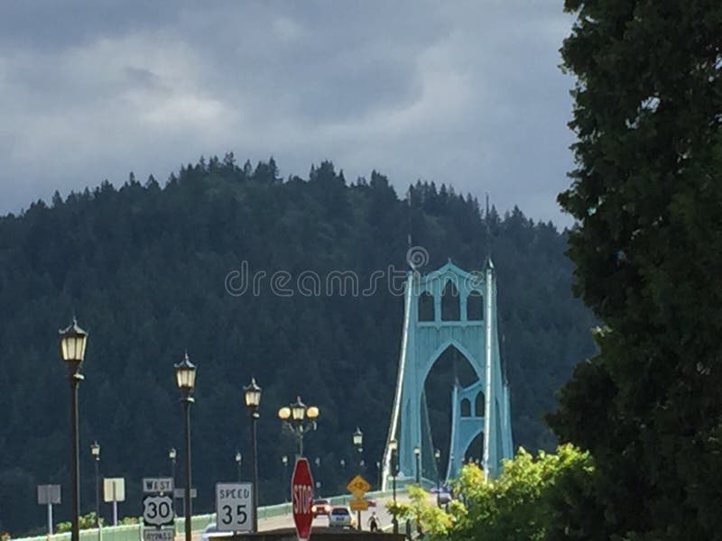 St Johns Bro I Portland Oregon I Solljus Arkivfoto - Bild av johns ...