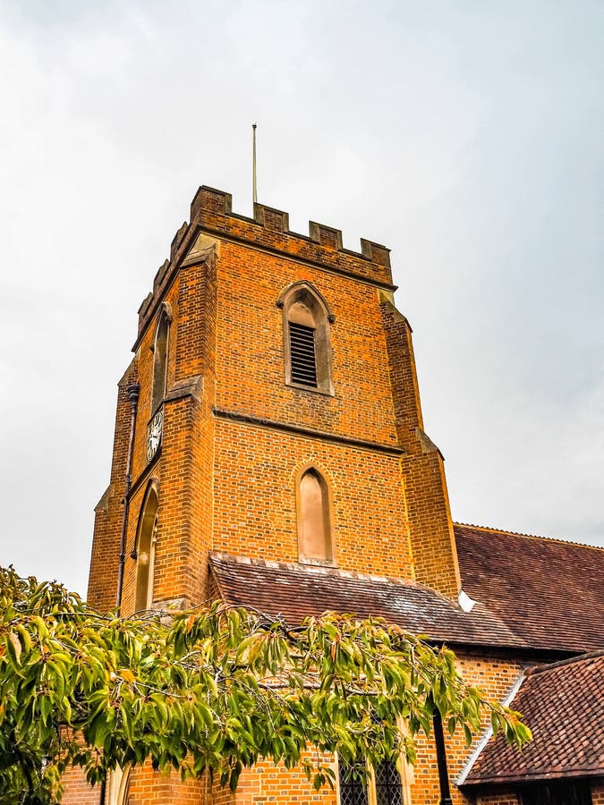 St Johns Red Brick Church Windlesham, Surrey, England. Window and Tower ...