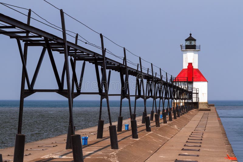 St. Joseph, Michigan Lighthouse Stock Image - Image of horn, lighthouse ...