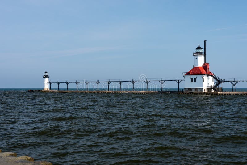 St. Joseph North Pier Outer Lighthouse Lake Michigan Stock Photo ...