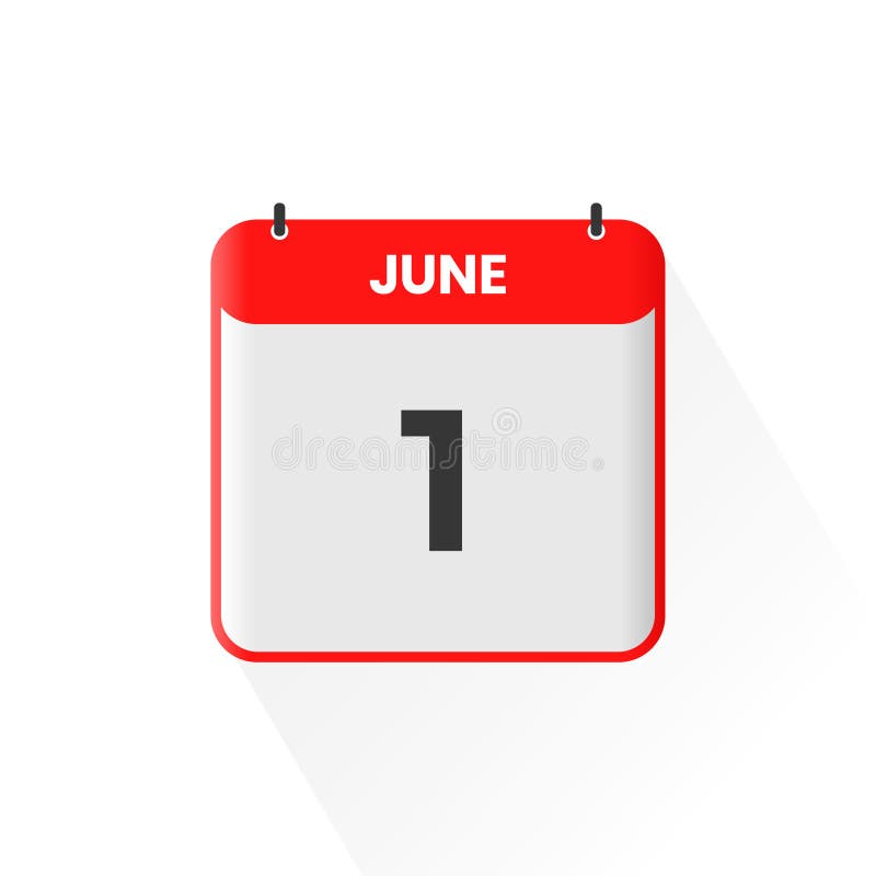 1st June Calendar Icon. June 1 Calendar Date Month Icon Vector ...