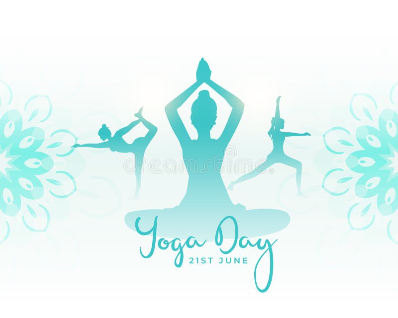 21st June Yoga Day Celebration Banner with Exercise Posture Design ...
