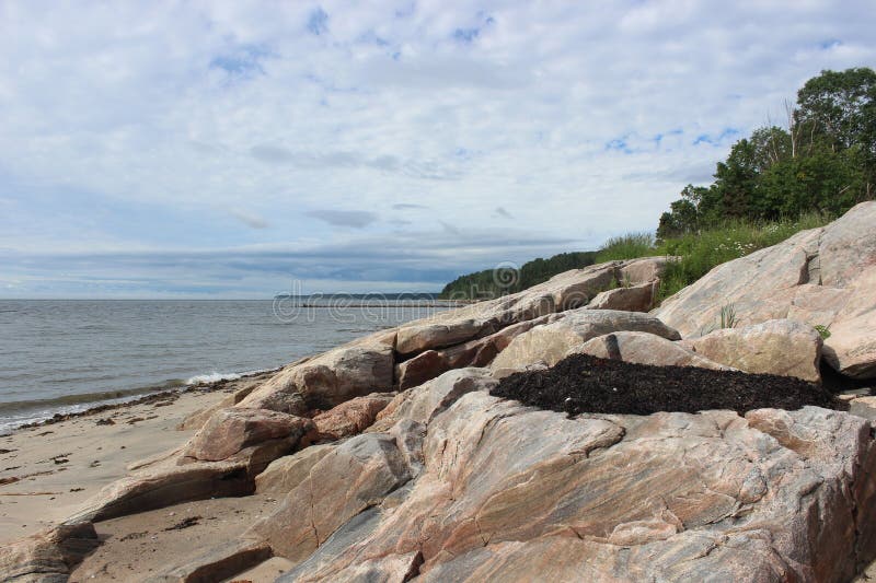 St Lawrence River Shore in Longue-Rive Stock Photo - Image of ocean ...