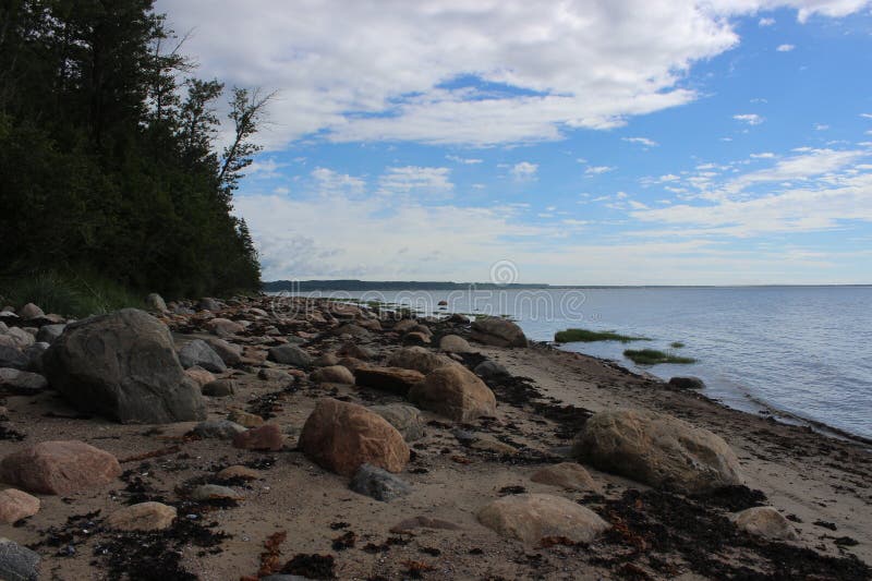 St Lawrence River Shore in Longue-Rive Stock Photo - Image of nature ...