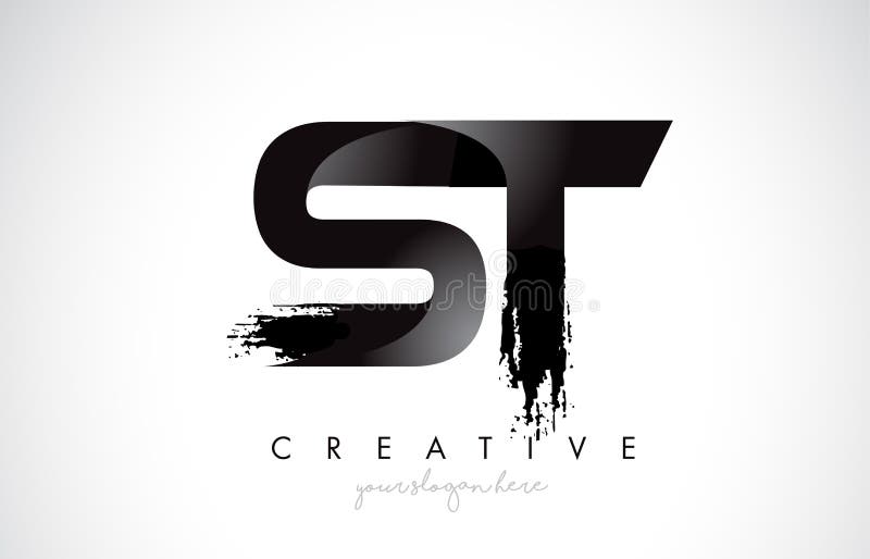 ST Letter Design with Brush Stroke and Modern 3D Look Stock Vector ...