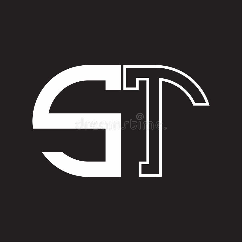 ST Letter Logo Monogram with Oval Shape Negative Space Design Template ...