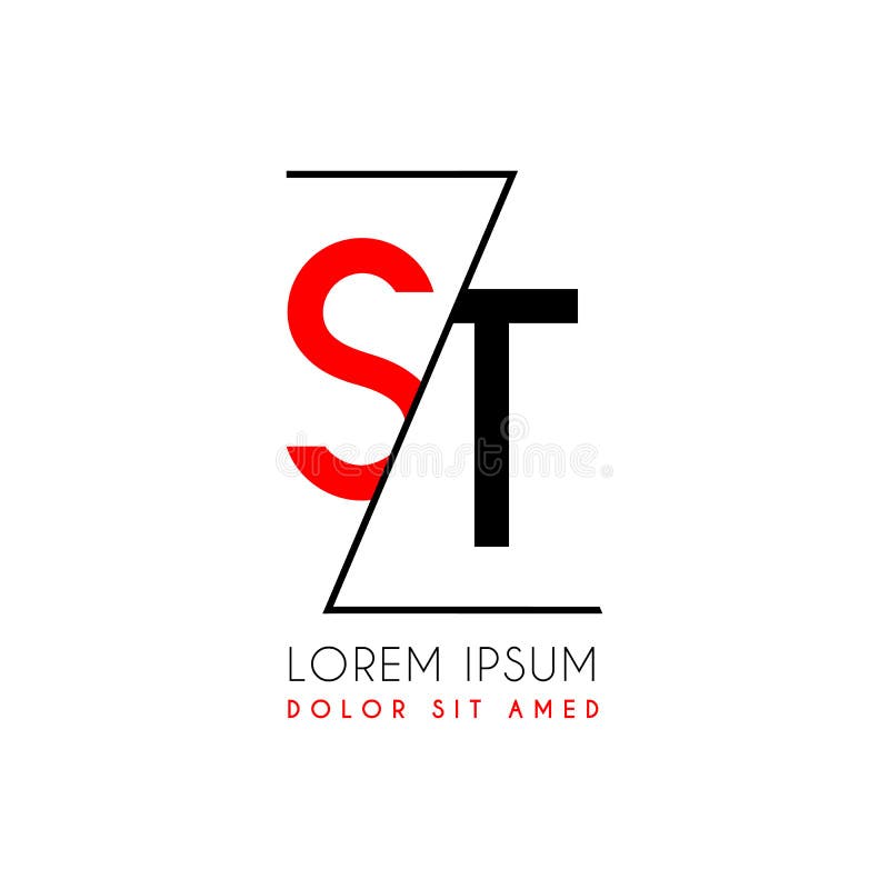 ST Logo Letter Separated by a Black Zigzag Line Stock Vector ...