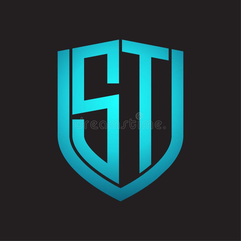 ST Logo Monogram with Emblem Shield Design Isolated with Blue Colors on ...