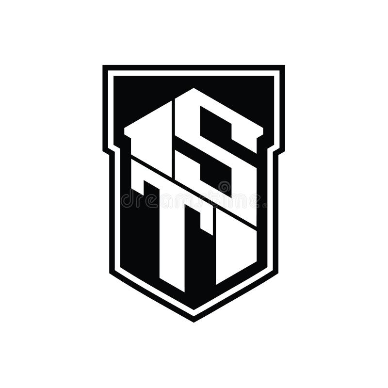 ST Logo Monogram Hexagon Geometric Up and Down Inside Shield Isolated ...