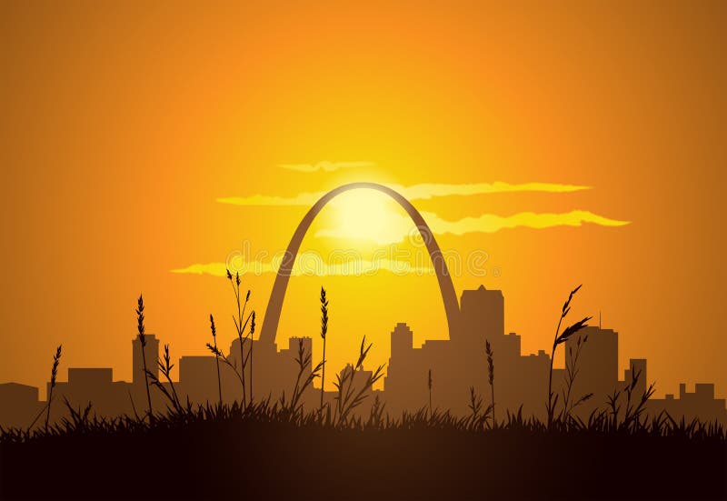 St. Louis Sunset stock illustration. Illustration of orange - 55776223