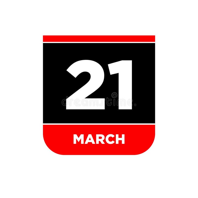 21st March Calendar Vector Icon. 21 March Typography Stock Vector ...