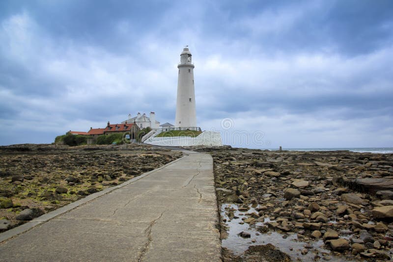 St Marys Lighthouse Whitley Bay England Stock Photo - Image of island ...