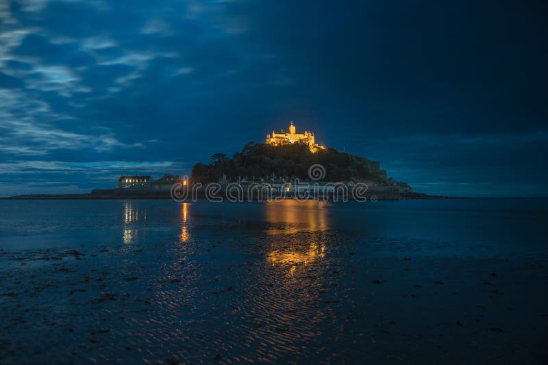 St Michaelâ€™s Mount at Night Stock Photo - Image of michael, coast ...