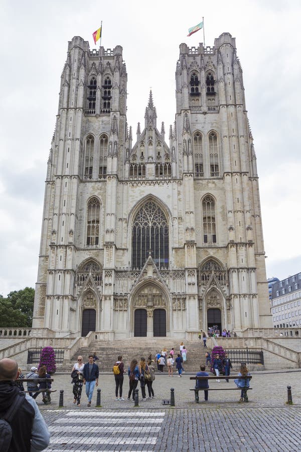St Michael and St Gudula Cathedral from Brussels Editorial Photography - Image of statue ...