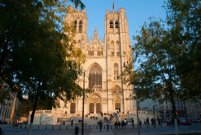 Brussels Cathedral editorial stock image. Image of artistic - 98922094
