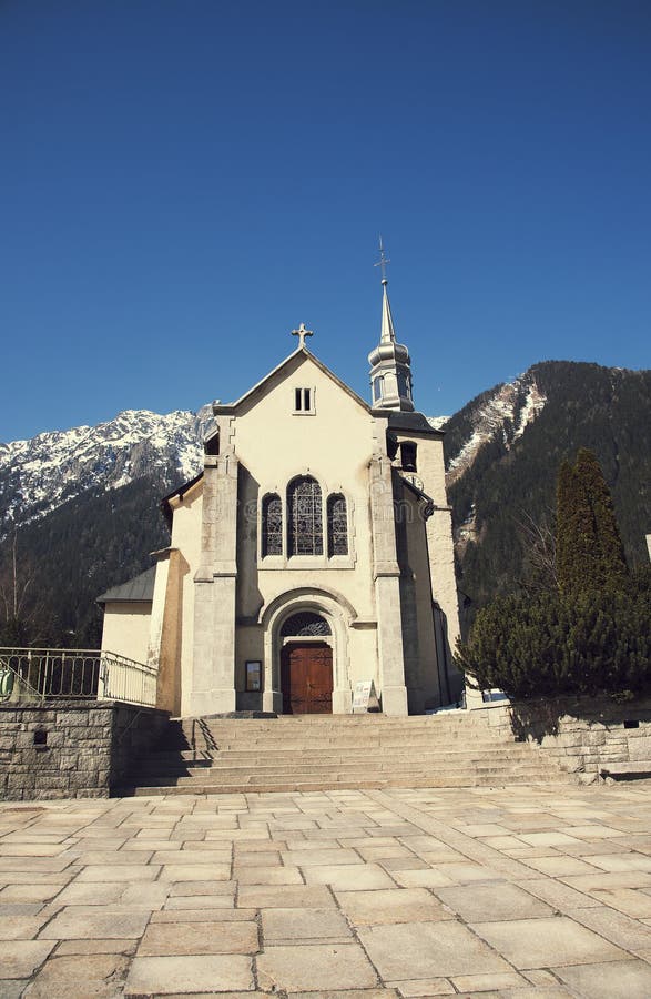 St. Michel Church, Chamonix, Frankrijk Stock Foto - Afbeelding ...