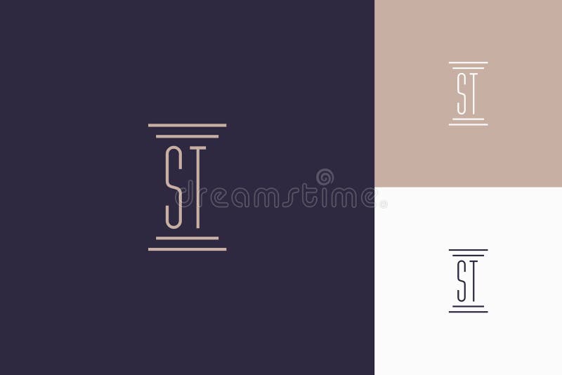 ST Monogram Initials Design for Law Firm Logo Stock Vector ...