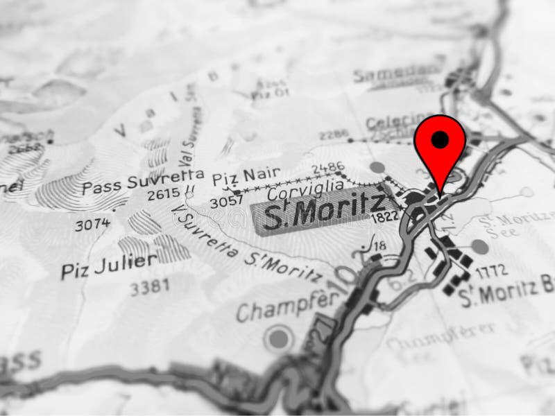 St. Moritz City Over a Road Map SWISS Stock Photo - Image of swiss ...