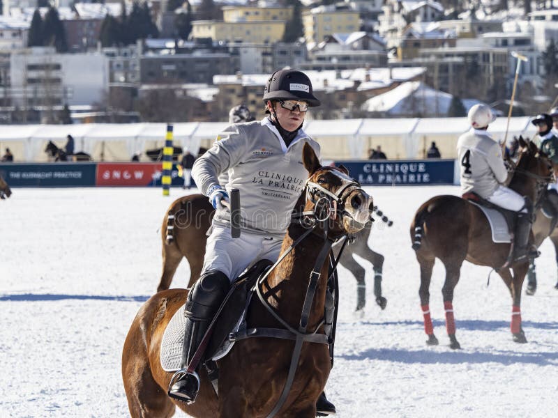 St. Moritz - January 29, 2023: Game Actions at the Snow Polo World Cup ...