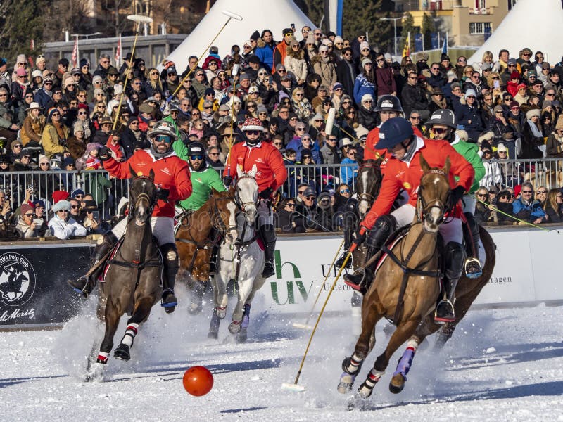 St. Moritz - January 29, 2023: Game Actions at the Snow Polo World Cup ...
