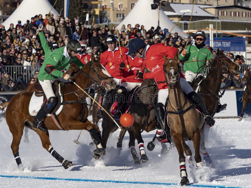 St. Moritz - January 29, 2023: Game Actions at the Snow Polo World Cup ...