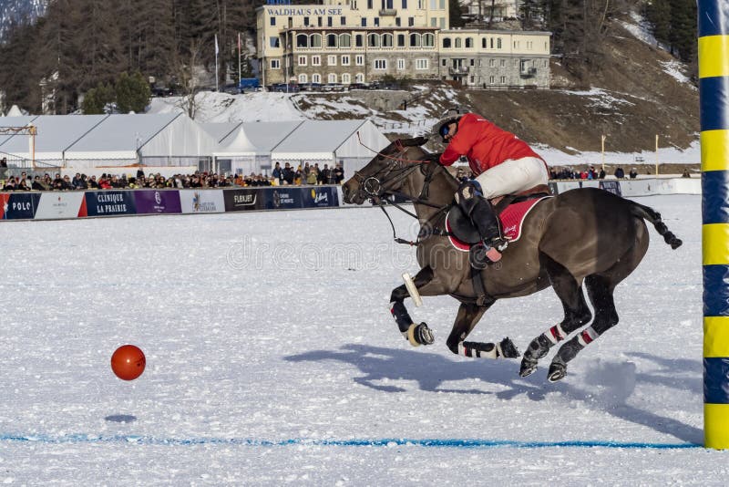 St. Moritz - January 29, 2023: Game Actions at the Snow Polo World Cup ...