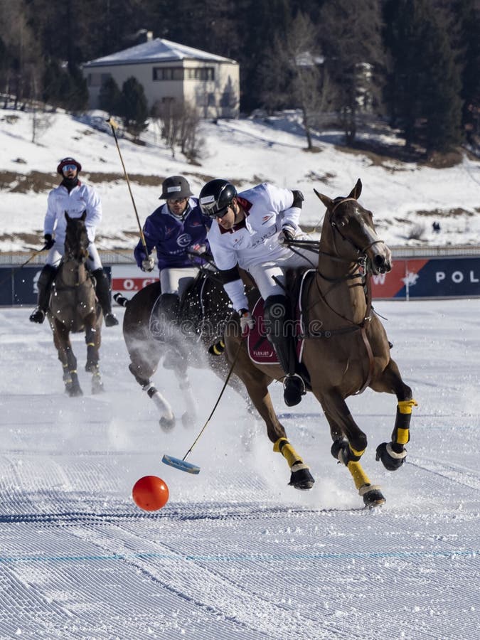 St. Moritz - January 29, 2023: Game Actions at the Snow Polo World Cup ...