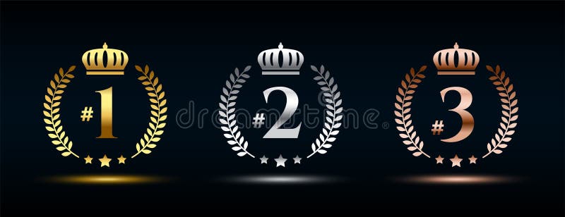1st, 2nd and 3rd Winning Number Emblem Sign in Set Stock Illustration ...