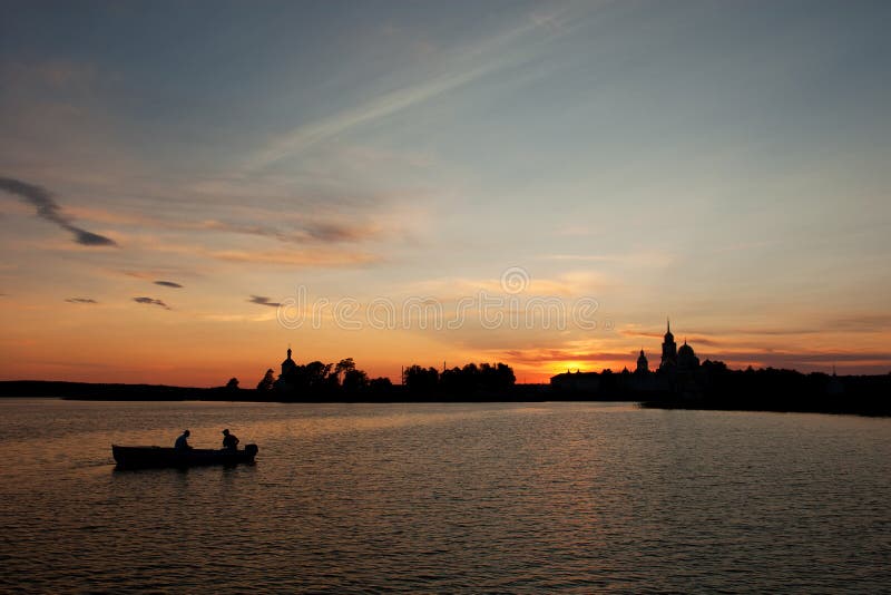 St. Nilus Monastery at Seliger Lake Stock Image - Image of boat ...