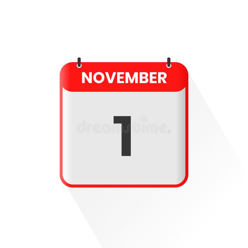 1st November Calendar Icon. November 1 Calendar Date Month Icon Vector ...