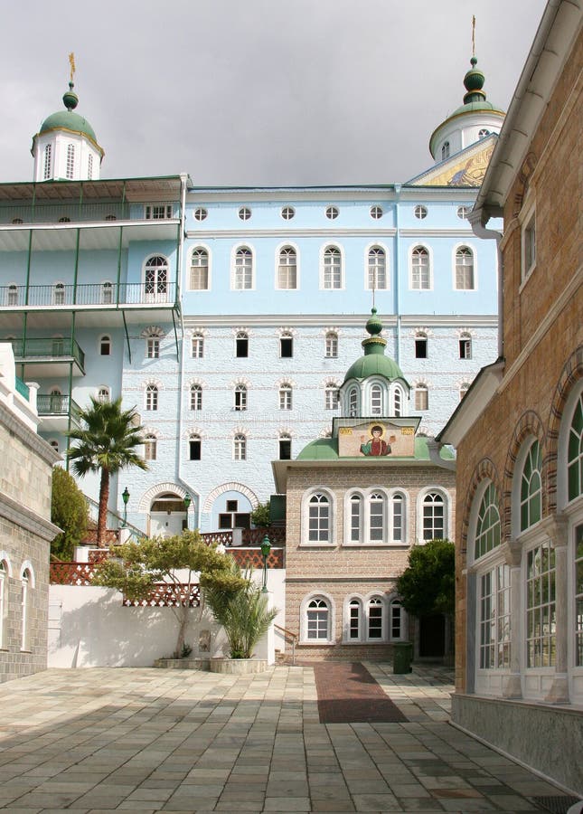 St. Panteleimon Monastery on Mount Athos Stock Image - Image of monk ...