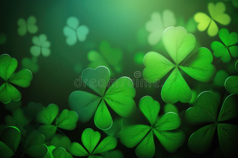 St. Particks Day Green Background with Spring Shamrock Leaves Stock ...