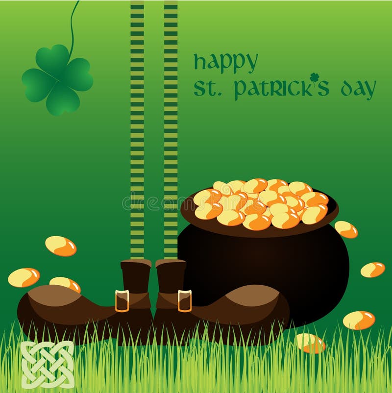 Saint Patrick S Day Cute Poster: Pot of Gold, Green Tights, Big Boots ...