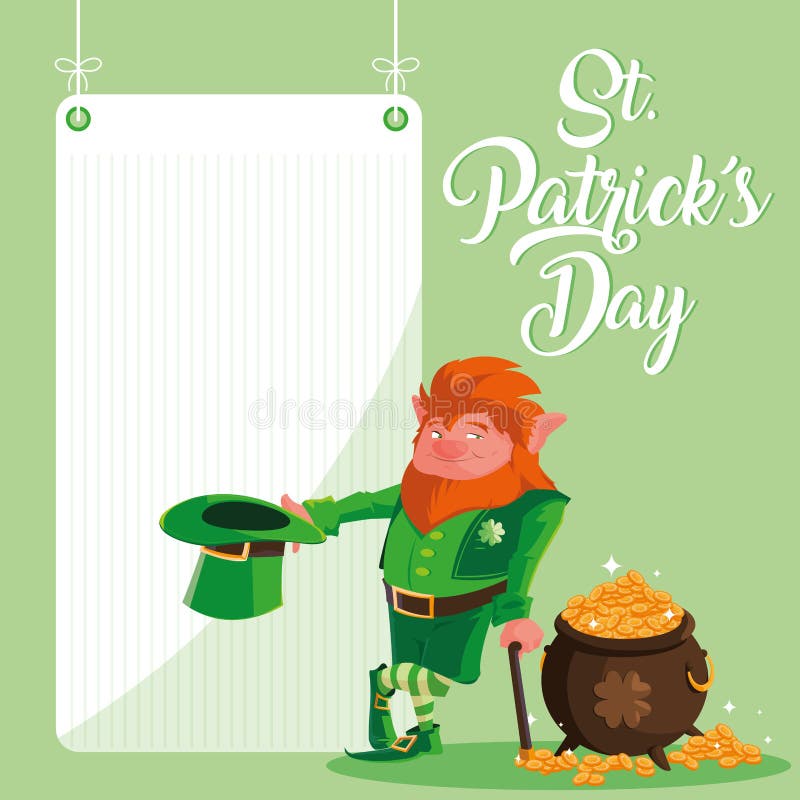 St Patrick Dag Med Trollet Och Kitteln Vektor Illustrationer ...