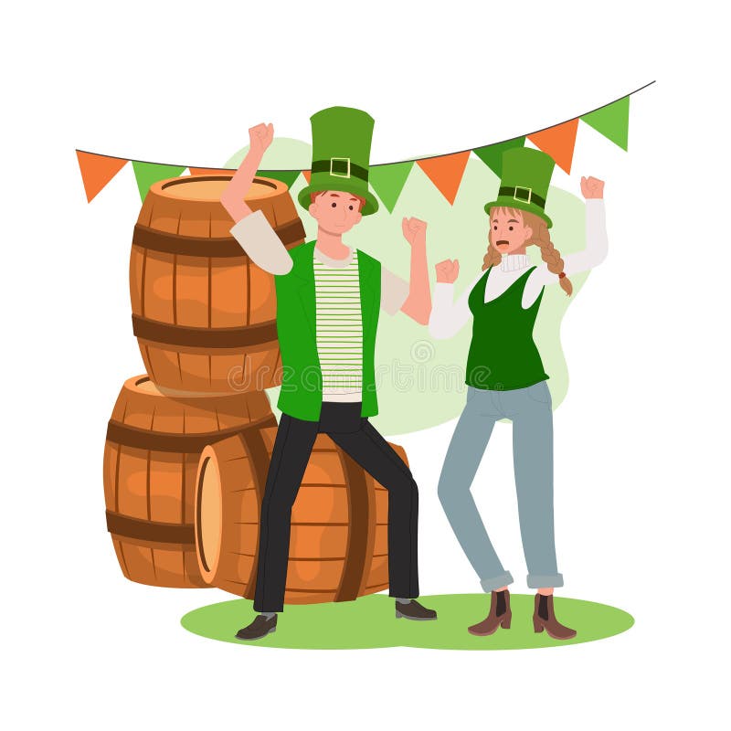 St Patrick Day Celebration. Man and Woman Dancing in Joyful Festivities ...
