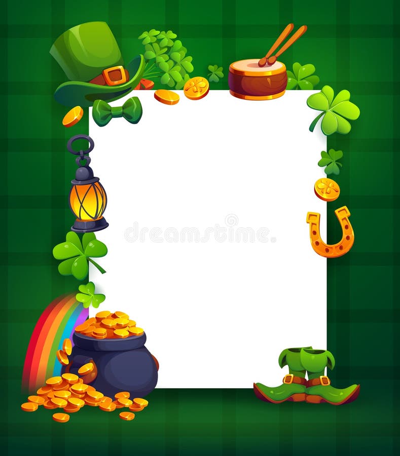 St Patrick Day Greeting Card, Cartoon Vector Frame Stock Vector ...