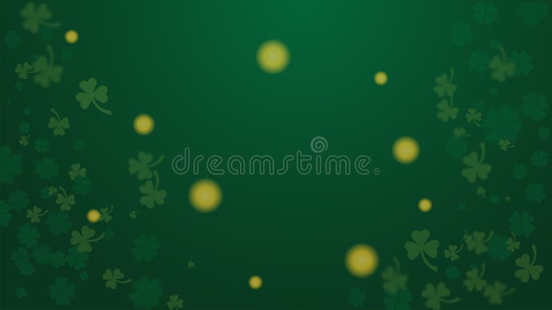 Falling Shamrock Clover Leaves with Defocus Light on Green Background ...