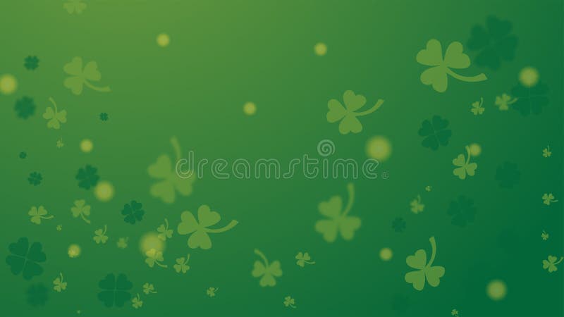 Falling Shamrock Clover Leaves with Defocus Light on Green Background ...
