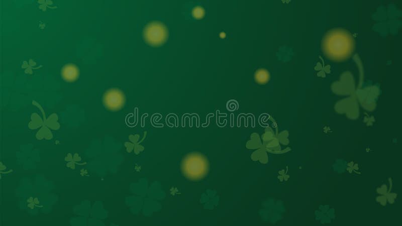 Falling Shamrock Clover Leaves with Defocus Light on Green Background ...