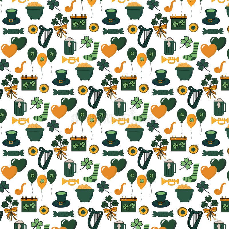 St. Patrick Element Seamless Pattern Design Stock Illustration - Illustration of nature, ireland ...
