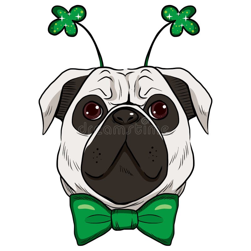 St Patrick Pug Dog ilustração do vetor. Ilustração de traje - 49124136