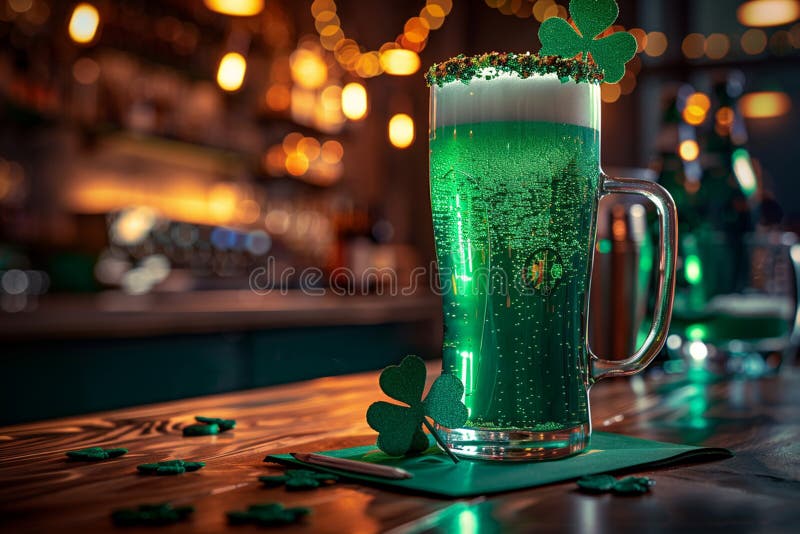 St. Patrick S Cold Beer, St. Patrick S Leaf in Cold Beer with Clovers ...