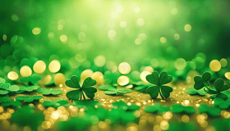 St. Patrick S Day Abstract Green and Gold Background with Shamrock ...