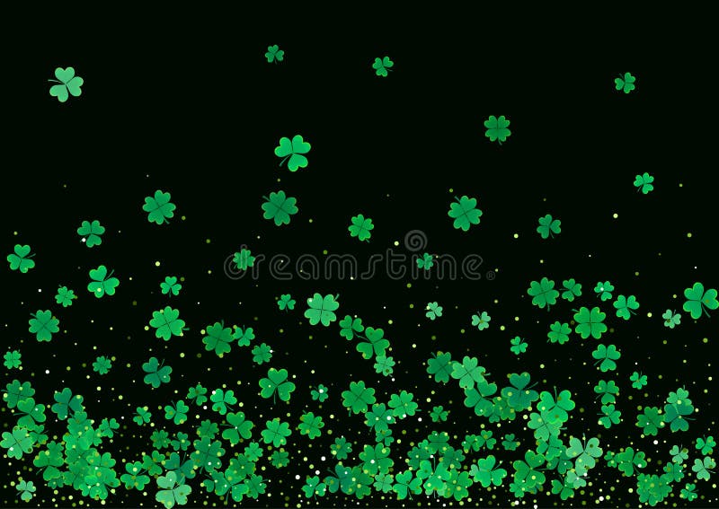 St Patrick S Day Background Template With Falling Clover Leaves Stock