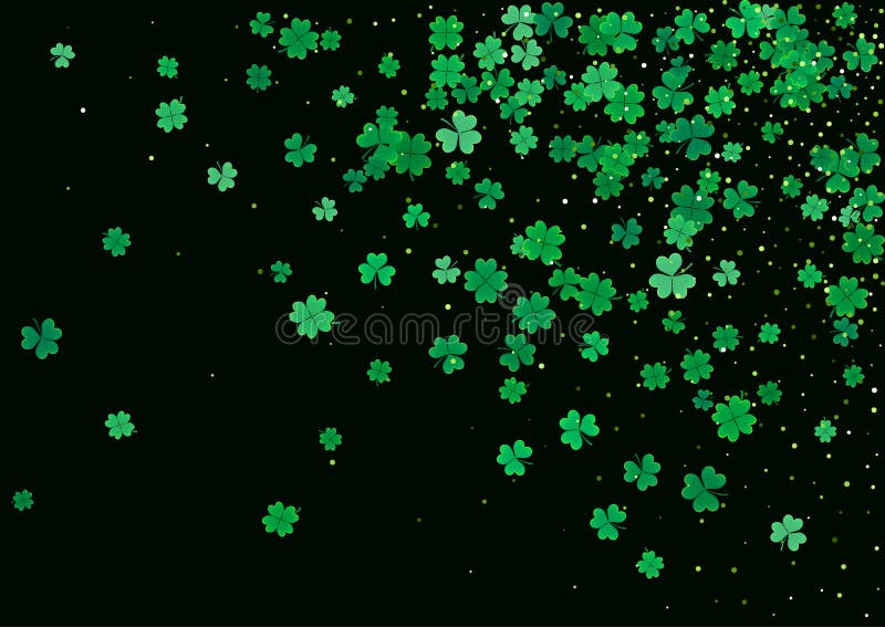 St Patrick S Day Background Template With Falling Clover Leaves Stock