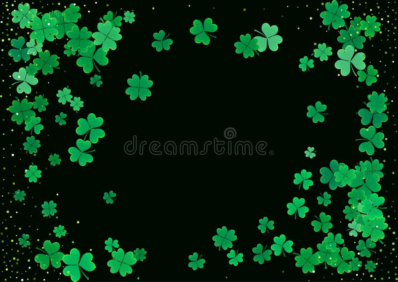 St Patrick S Day Background Template With Falling Clover Leaves Stock