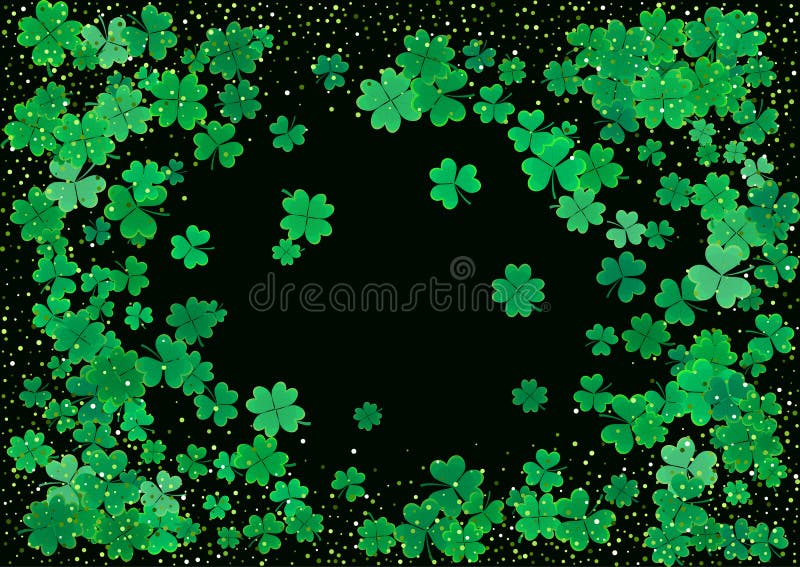 St Patrick S Day Background Template With Falling Clover Leaves Stock