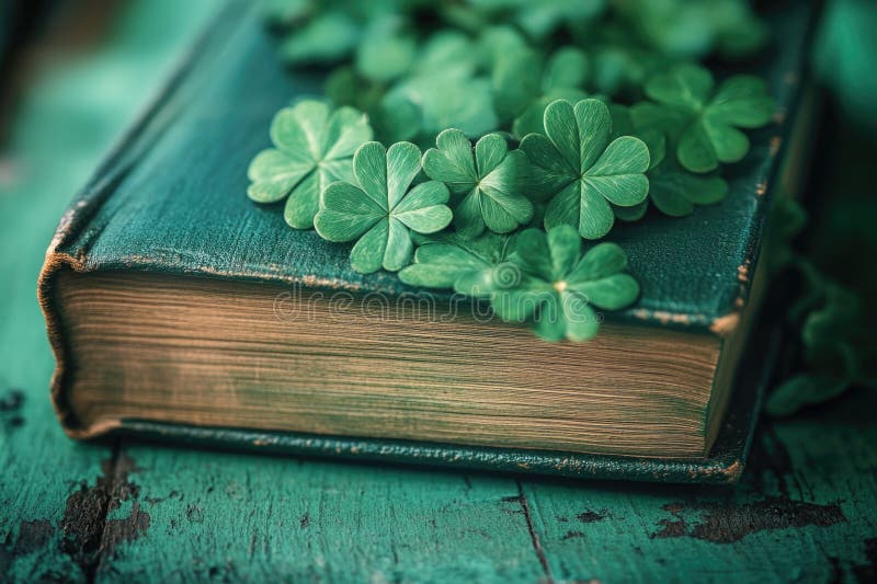 St Patrick S Day Book Decoration with Four Leaf Clover. Stock Image ...