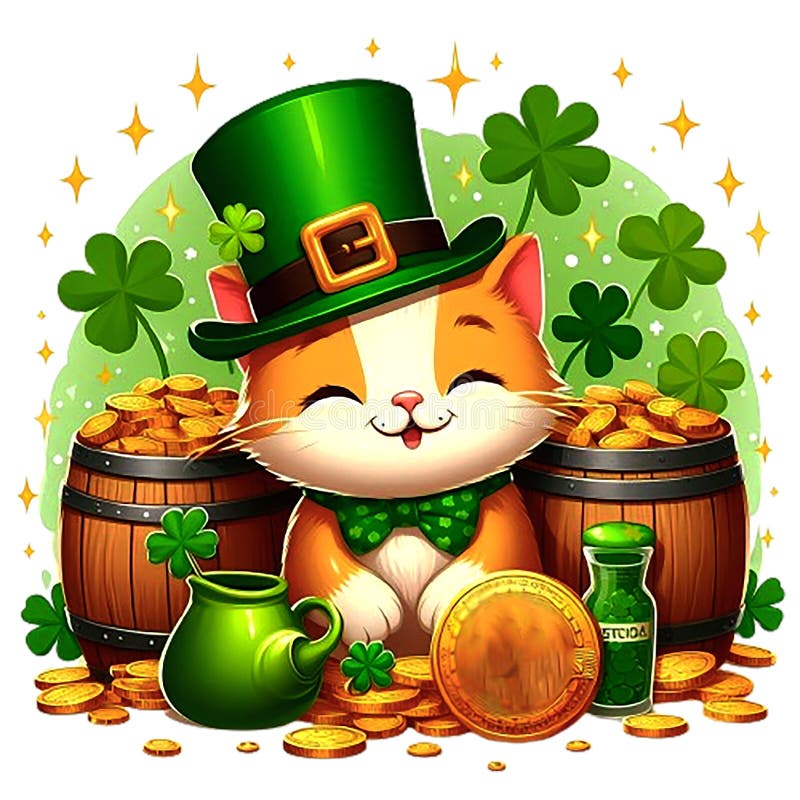 St Patrick’s Day Cats Clipart. Generative Ai Stock Illustration - Illustration of whisker, green ...