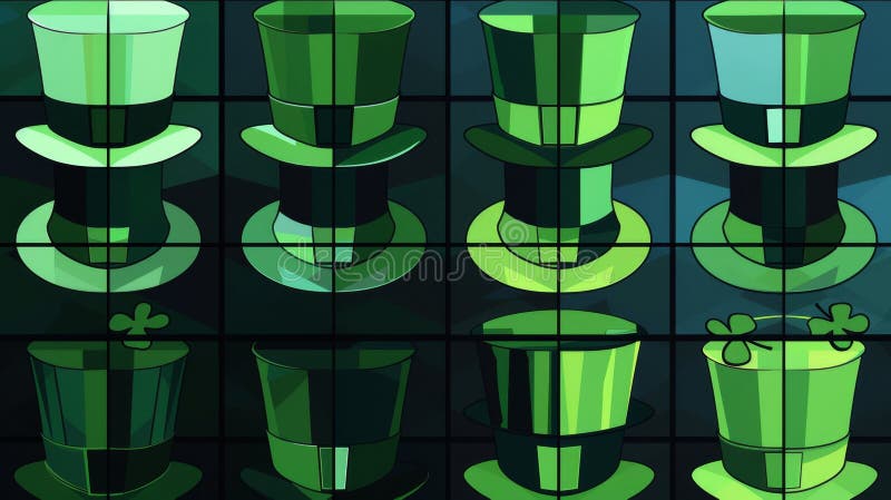 St. Patrick S Day Celebration: Green Top Hats and Shamrocks Pattern ...